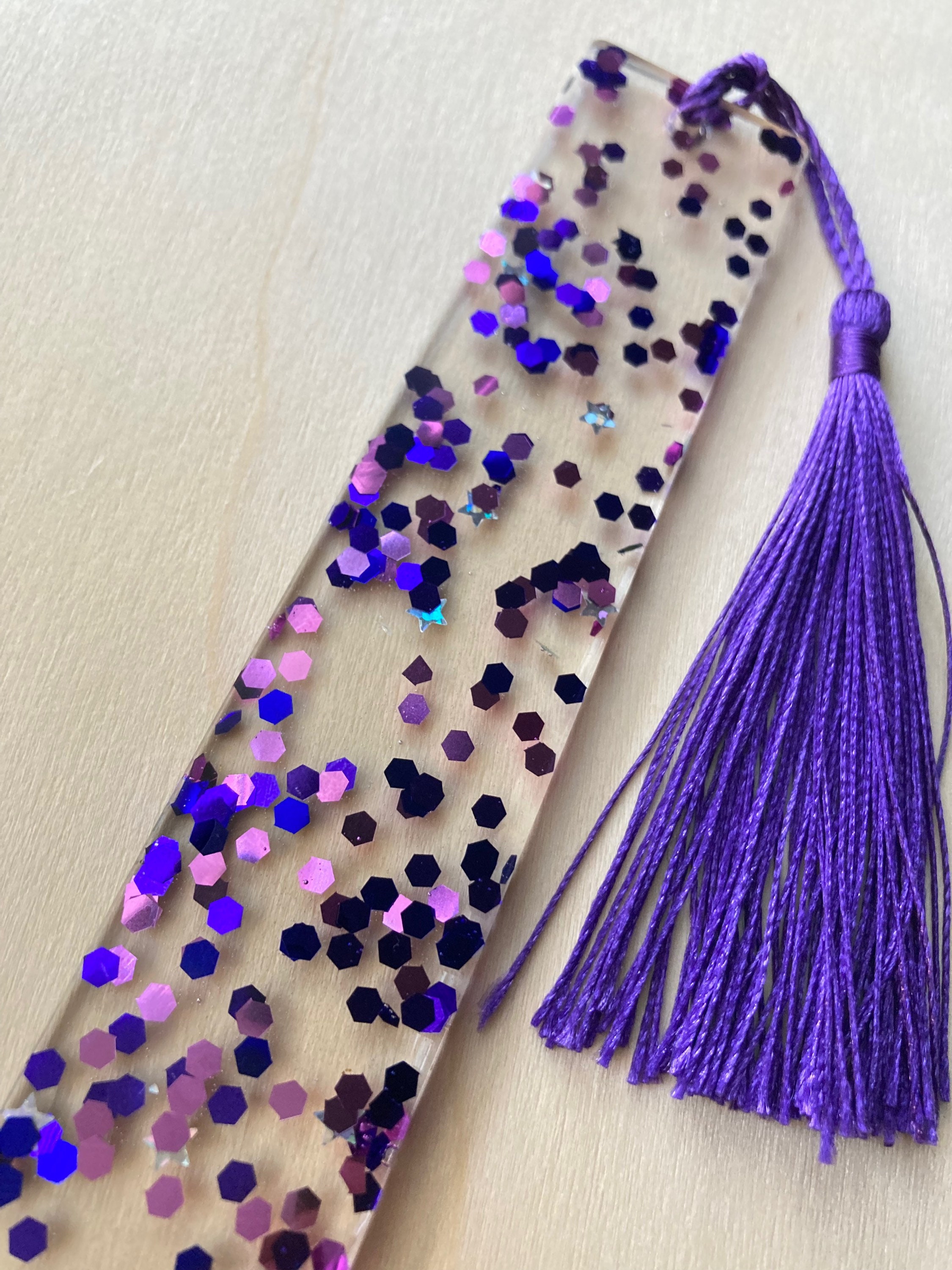 Purple Confetti Glitter Resin Bookmark - Etsy