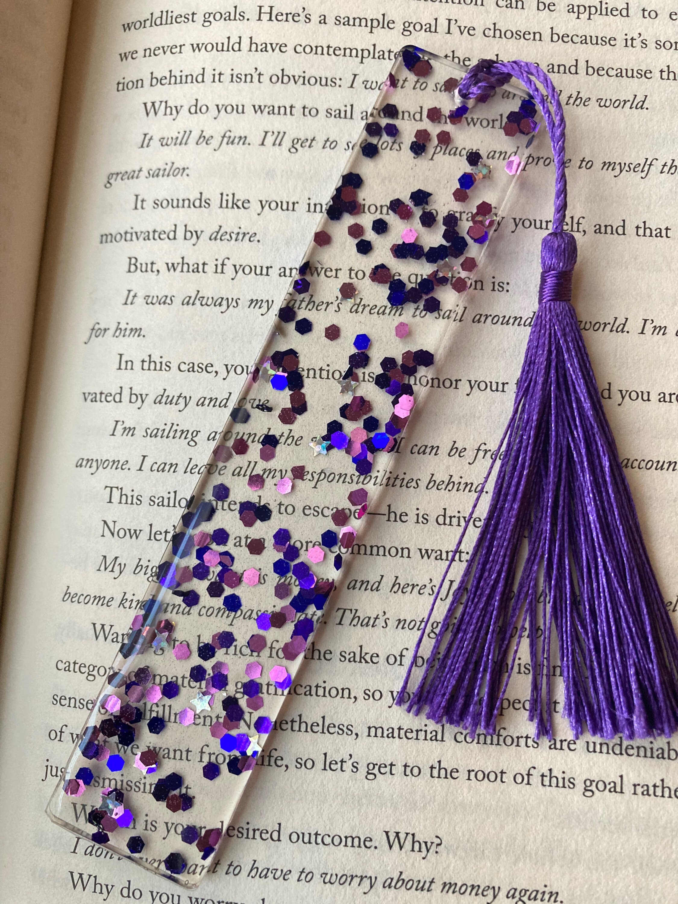 Purple Confetti Glitter Resin Bookmark - Etsy