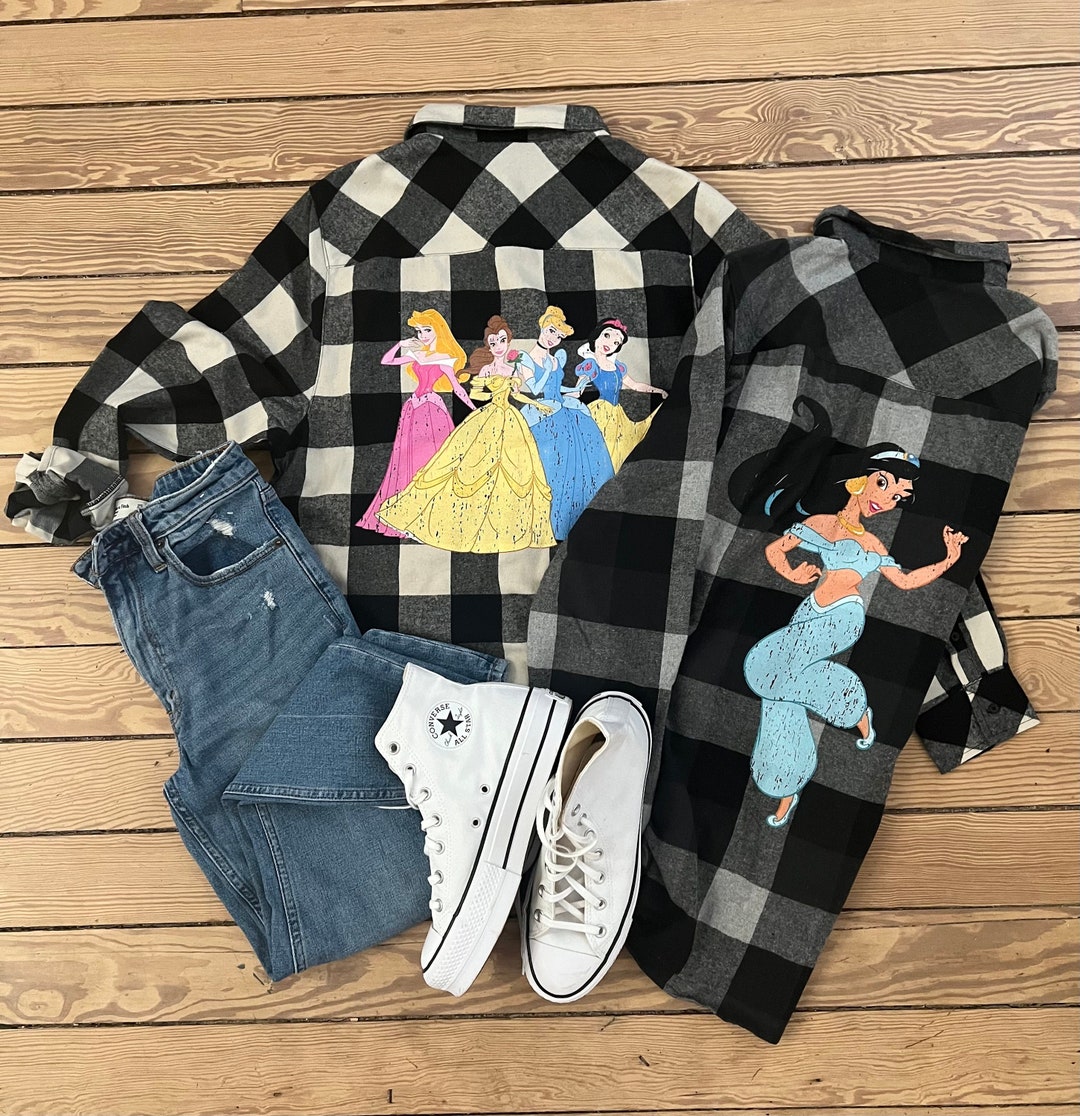 Disney Princess Plaid Flannel, Disney Plaid Disney Shirt, Disney Long ...
