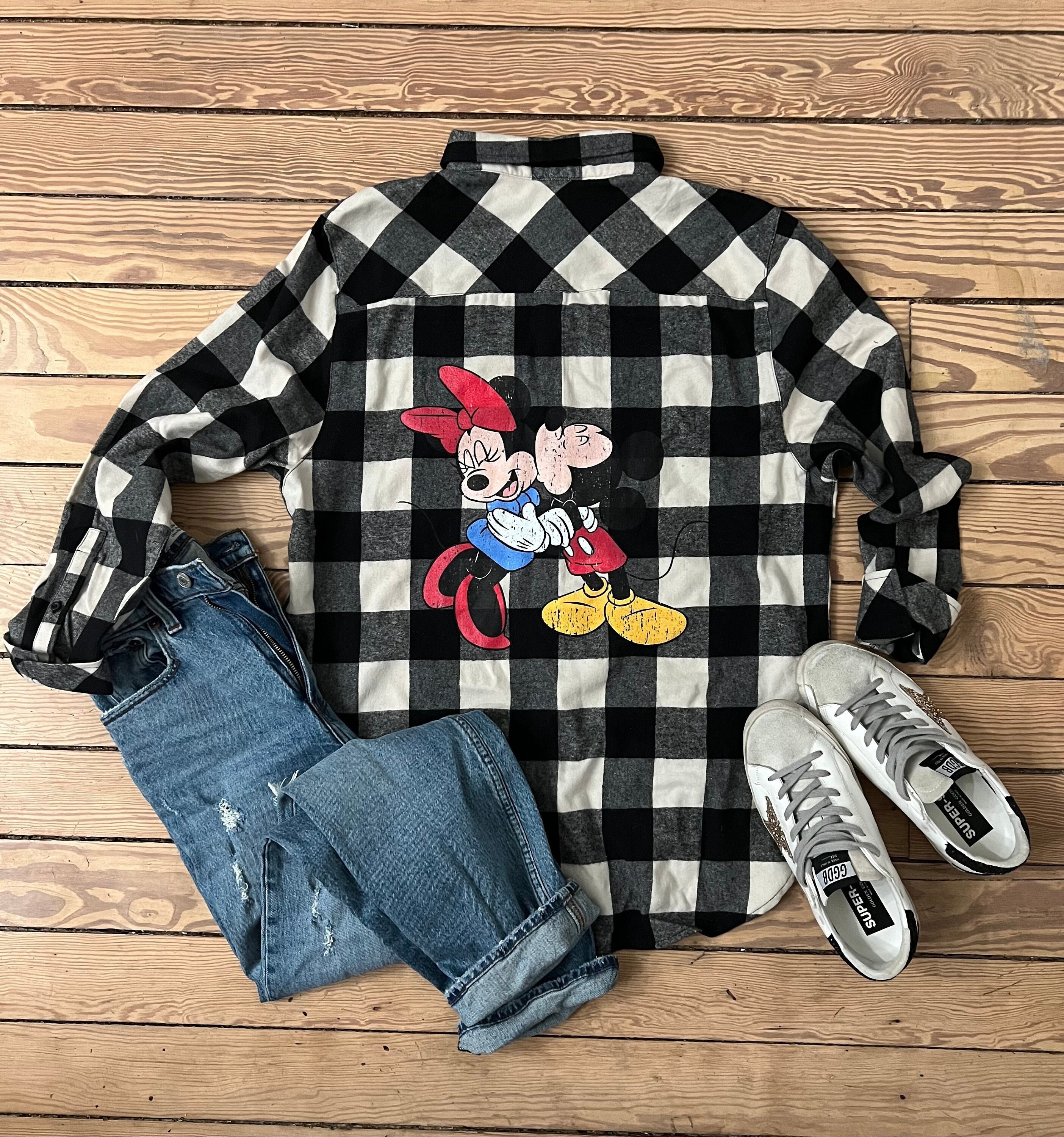 Minnie and Mickey Mouse Plaid Flannel, Disney Flannel, Minnie and ...
