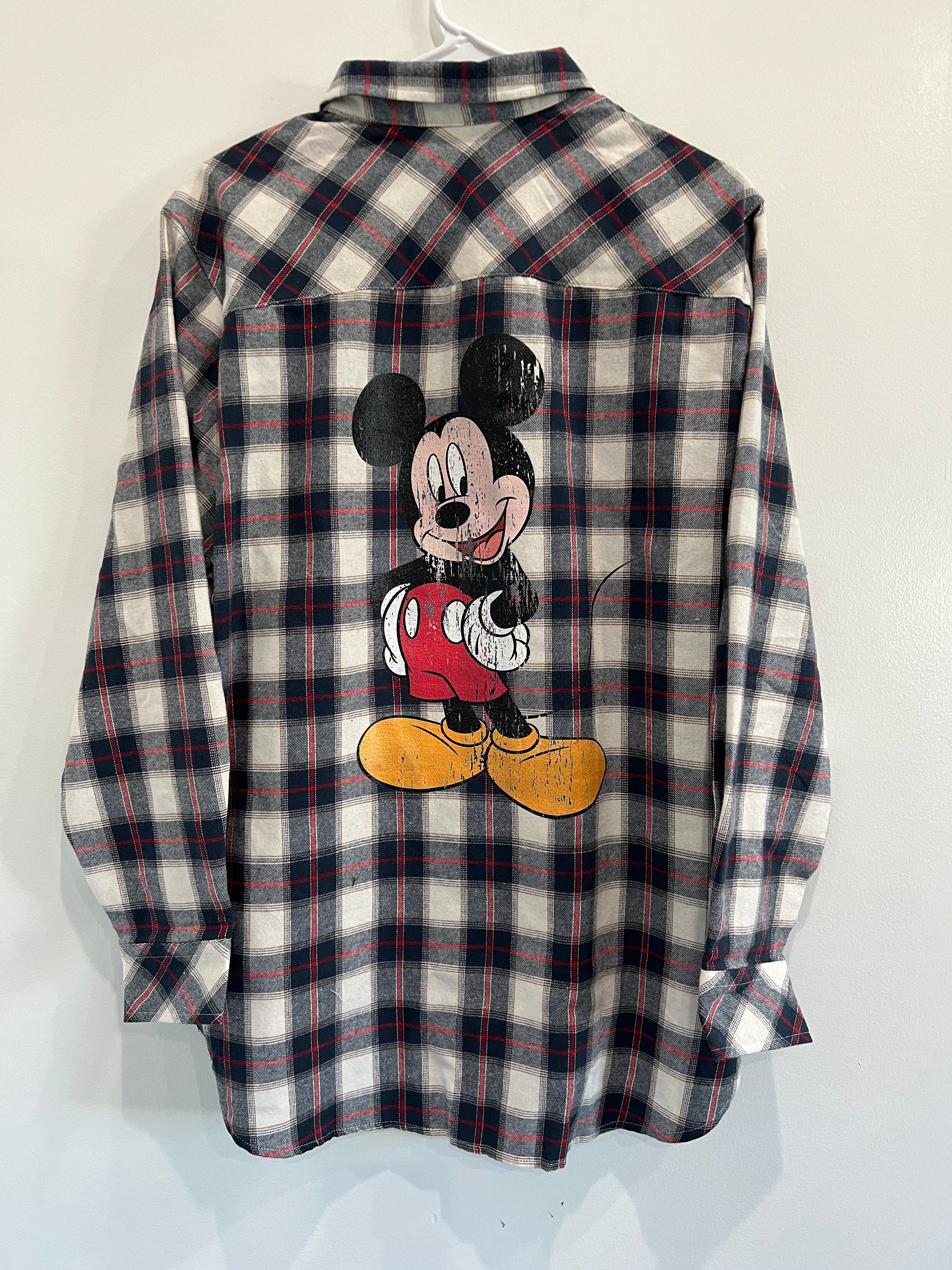 Mickey Mouse Plaid Flannel, Disney Flannel, Mickey Long Sleeve Shirt ...
