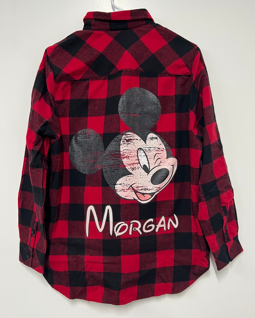 Custom Name Mickey Mouse Buffalo Plaid Flannel Shirt - Etsy