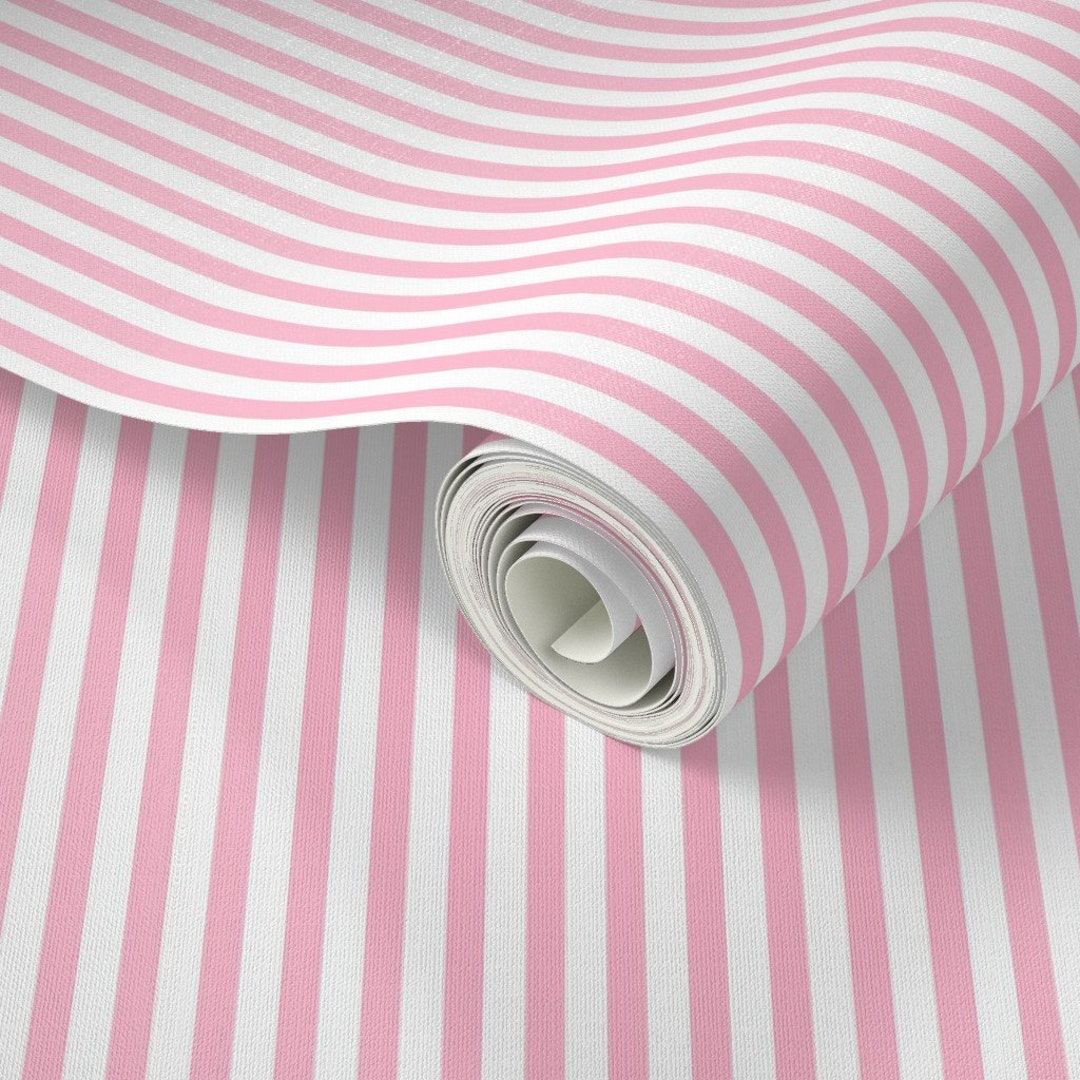 White and Pink Traditional Classic Stripe Wallpaper.even Vertical Candy ...