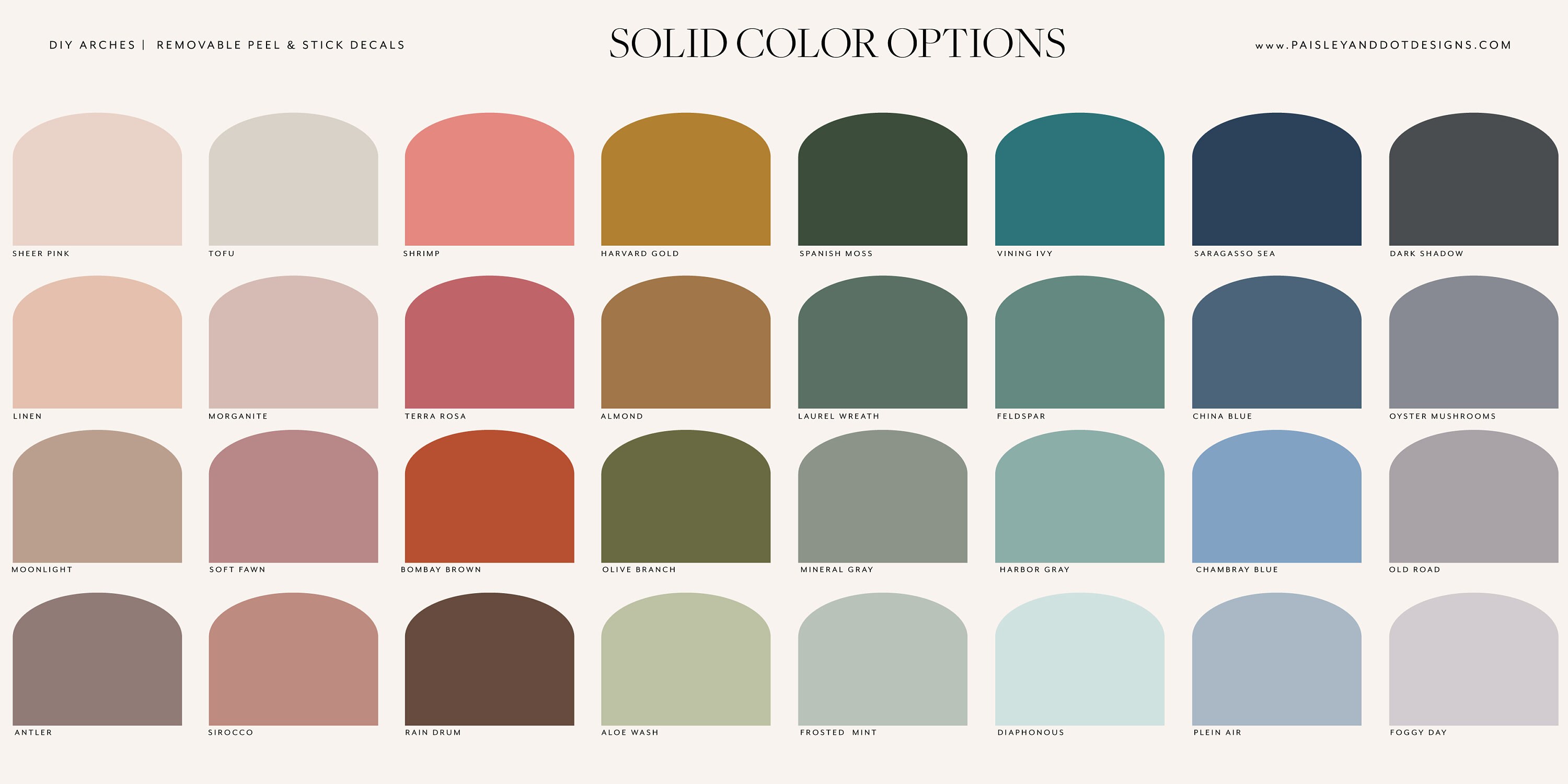 Solid Wallpaper Color Chart _removable Peel & Stick Wallpaper_ Neutral ...