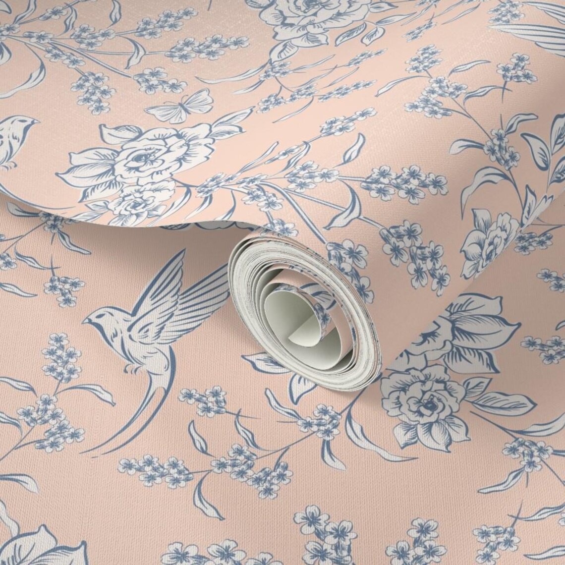 French Vintage Country Floral Toile. Removable Smooth Pre-pasted ...