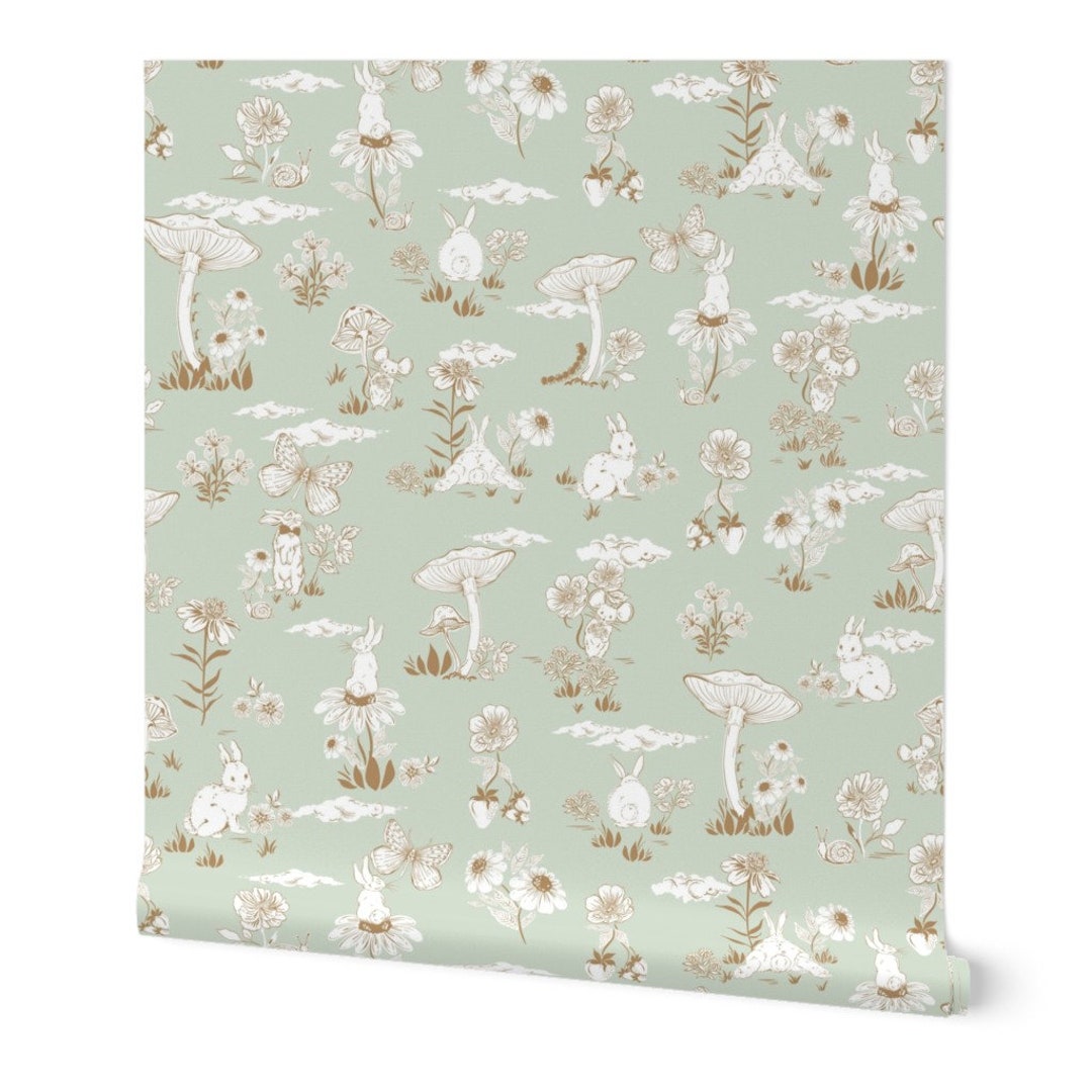 Woodland Bunny Toile for Playroom or Baby Nursery Offered in Many ...