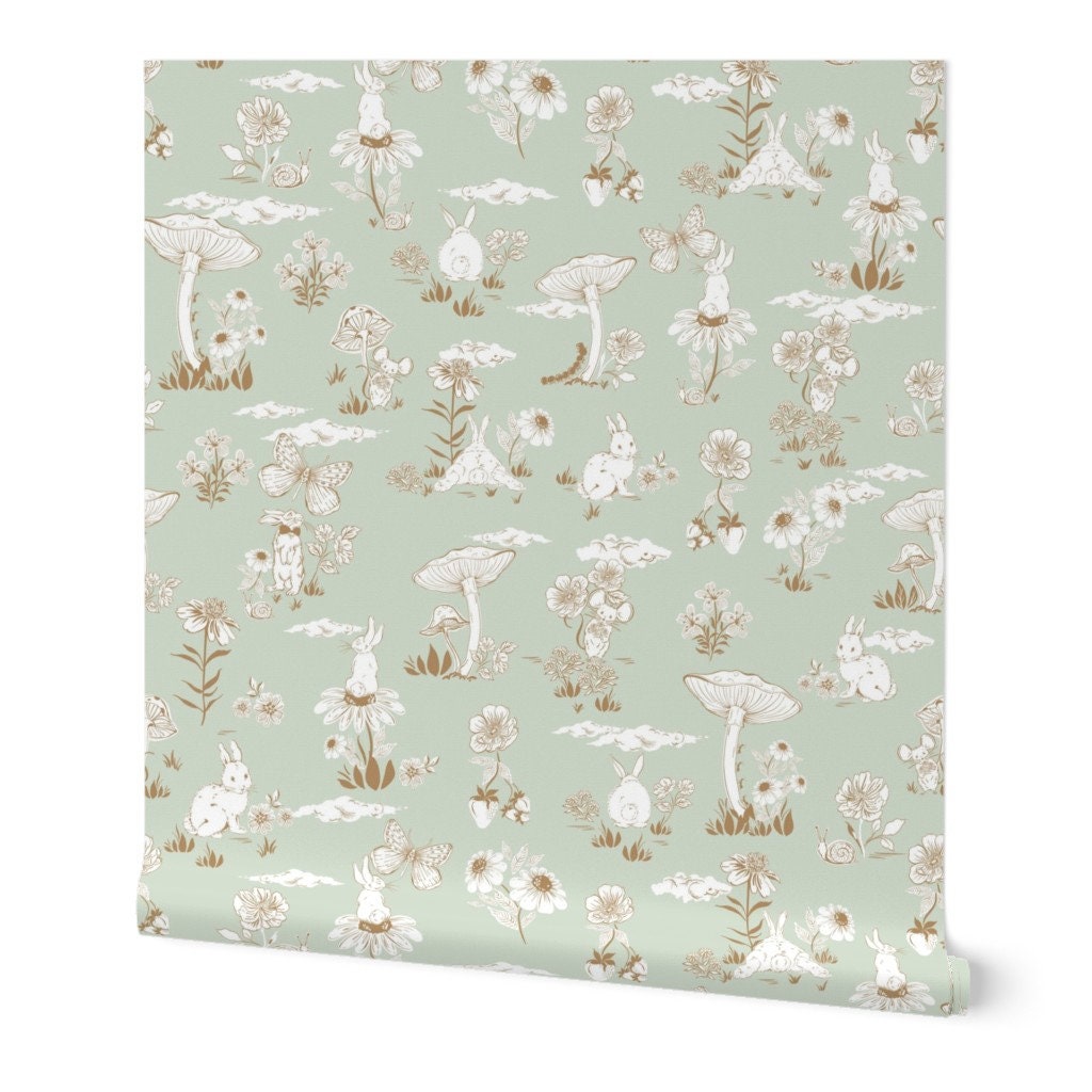 Woodland Bunny Toile for Playroom or Baby Nursery Offered in Many ...
