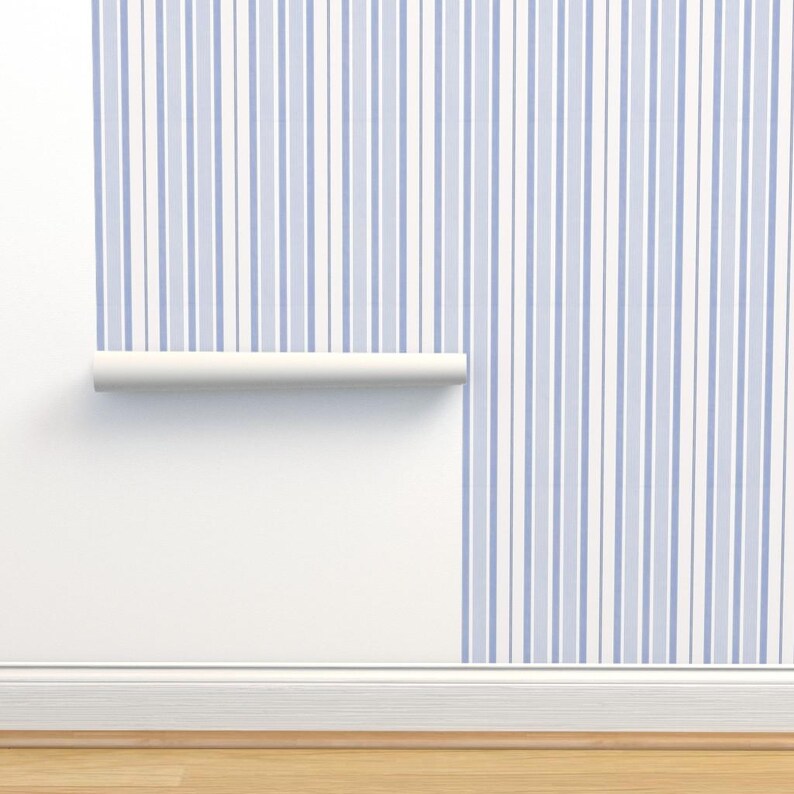 Coastal Blue Regency Vertical Stripe Removable Wallpaper .elegant Light ...