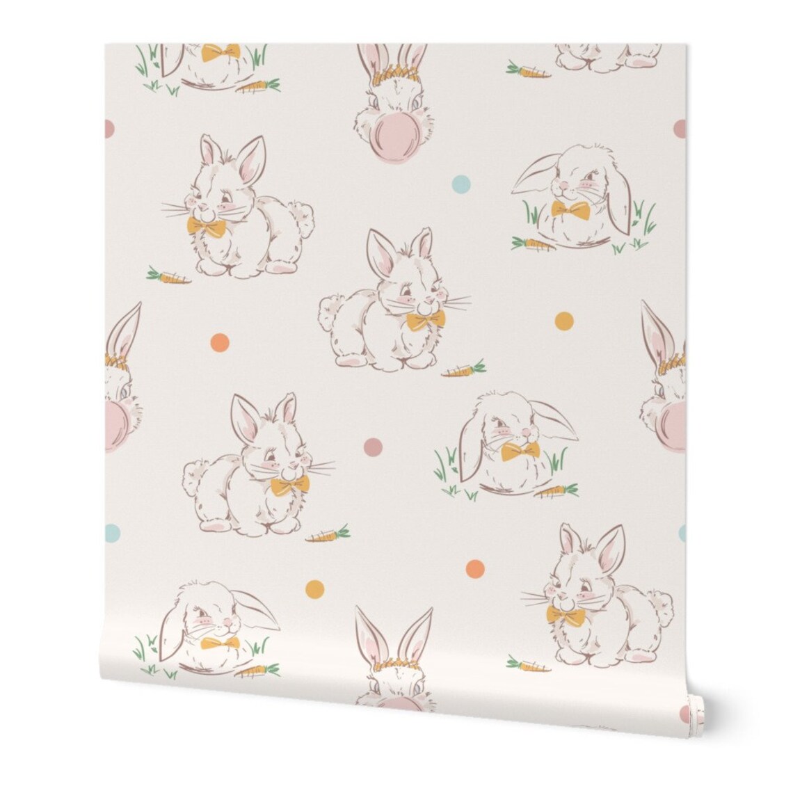 Bow Tie Bunny Nursery Wallpaper_ Removable Smooth Pre-pasted - Etsy
