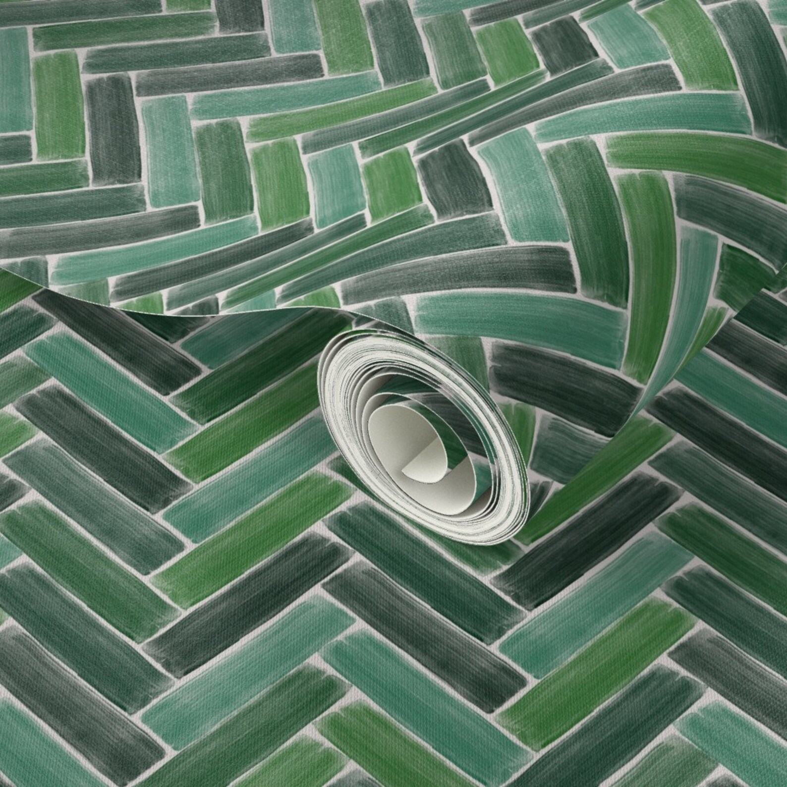 Brushed Watercolor Herringbone Tile Green_ Removable Smooth - Etsy
