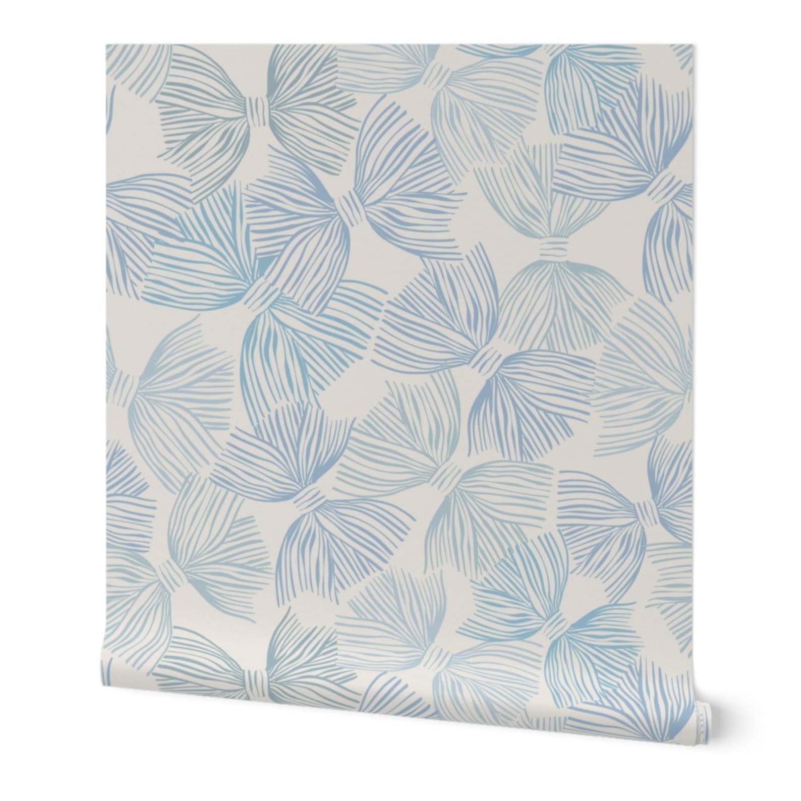 Pretty Baby Blue Bows Nursery Wallpaper_ Dusty Blue Removable Smooth ...