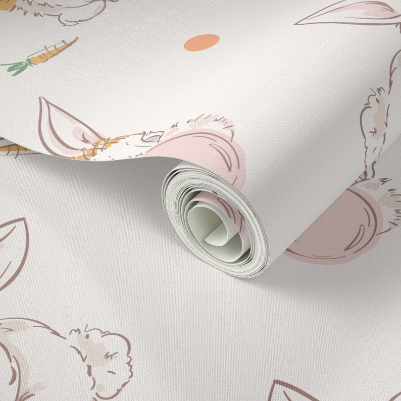 Bow Tie Bunny Nursery Wallpaper_ Removable Smooth Pre-pasted Wallpaper ...