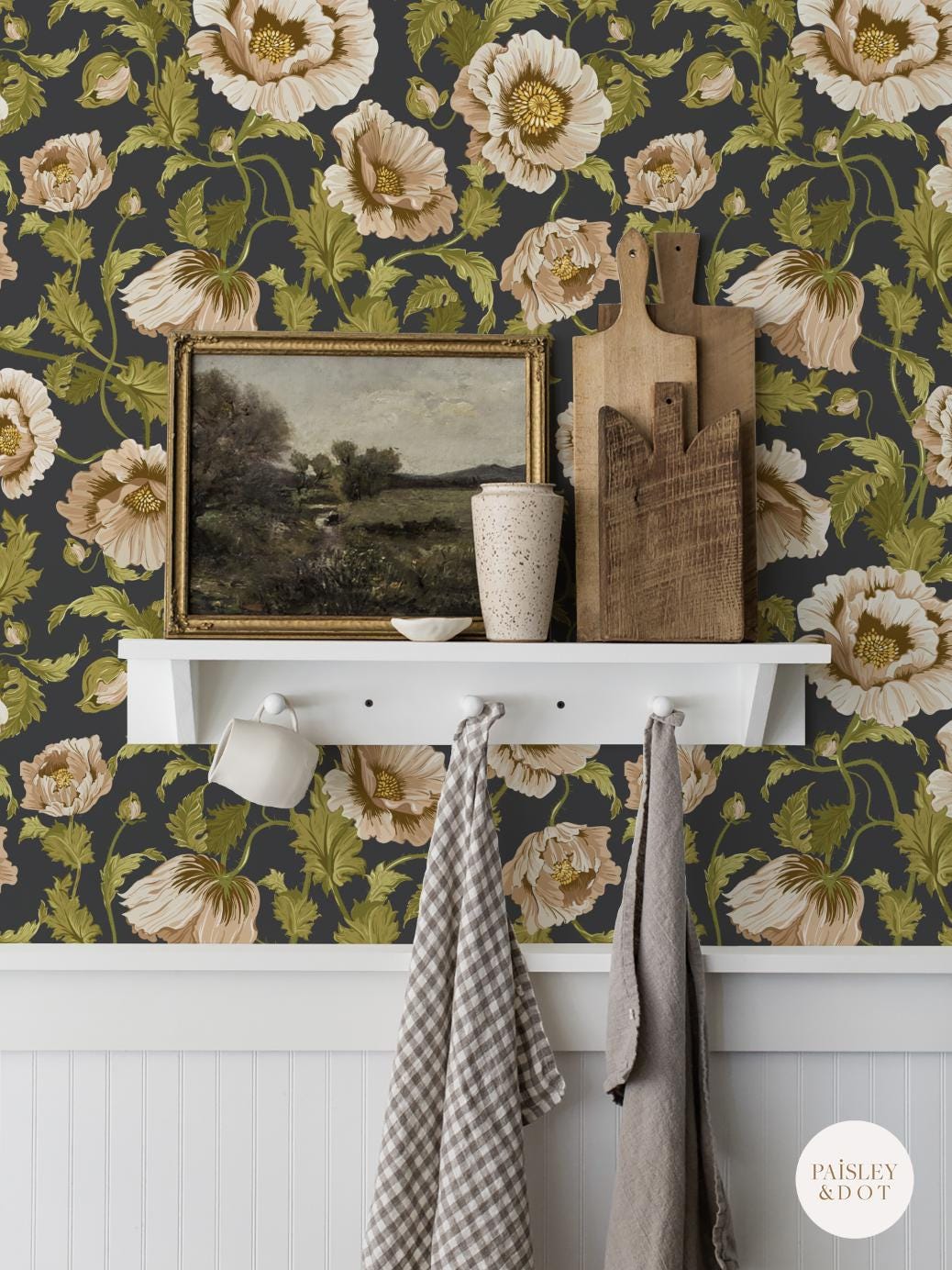 Moody Poppy Flower Wallpaper, Removable Floral Wall Decor - Etsy
