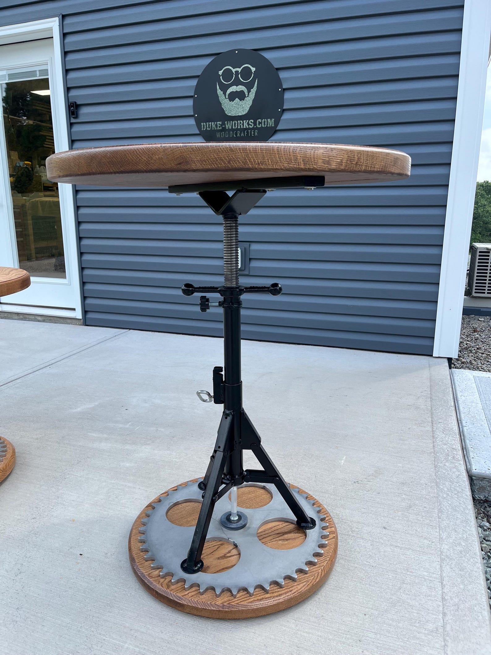 Round Oak Industrial Steampunk Adjustable Height (28" to 41") Pub/ Cafe ...