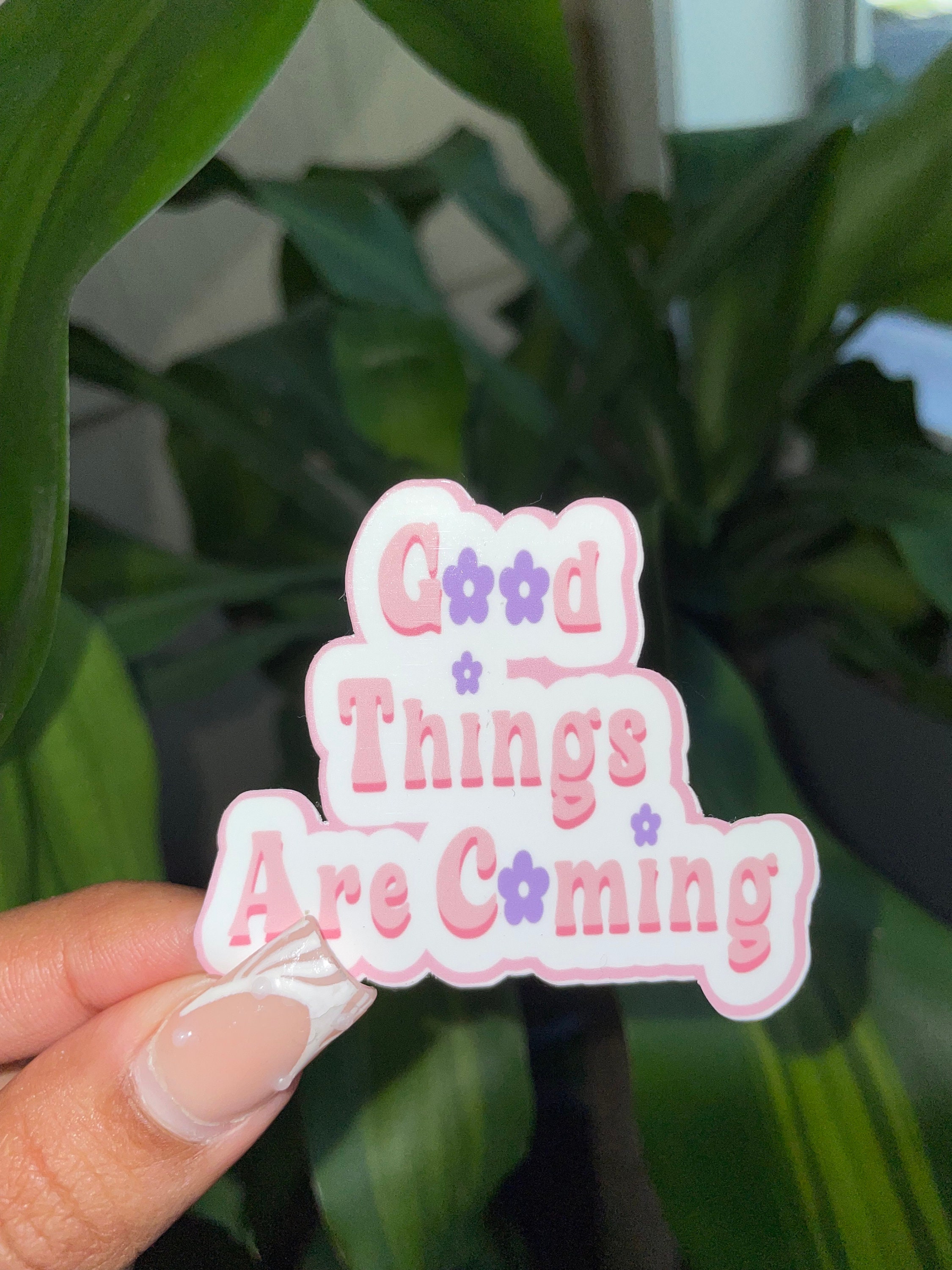 Pink Sticker| Pink Aesthetic Sticker| Flower Sticker| Good Things Are ...