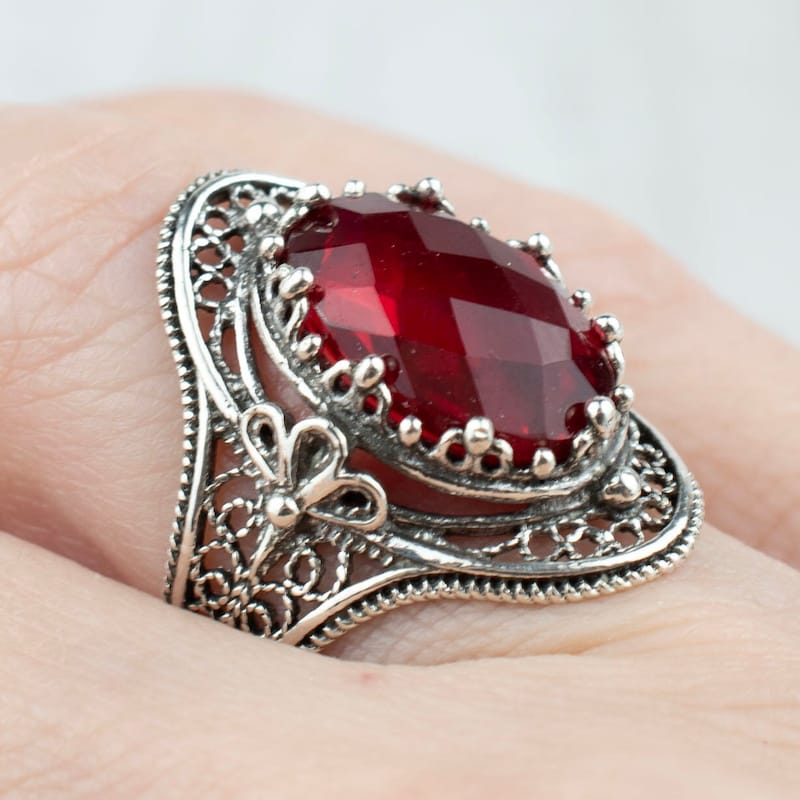Ruby Filigree Ring - Etsy