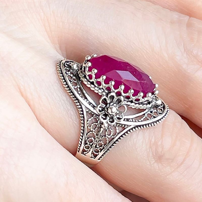 Ruby Filigree Ring - Etsy