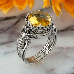 925 Sterling Silver Filigree Bee Detailed Women Cocktail Ring - Etsy