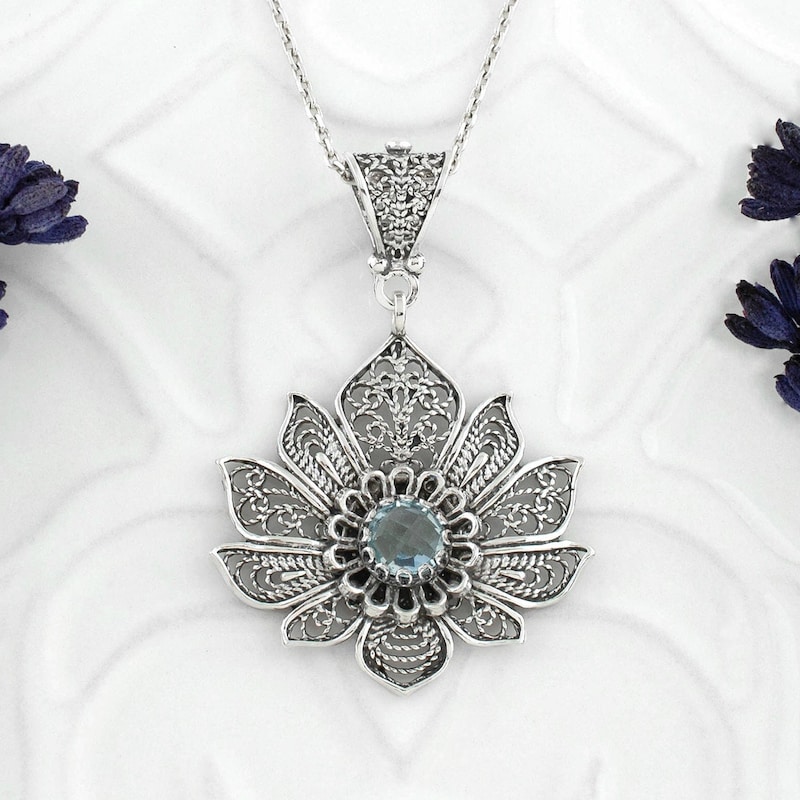 Blue Lotus Necklace - Etsy