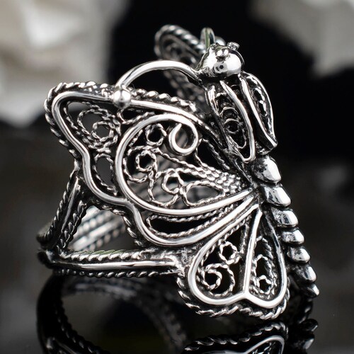 Sterling Silver Lace Long Ring Artisan Made Handcrafted - Etsy