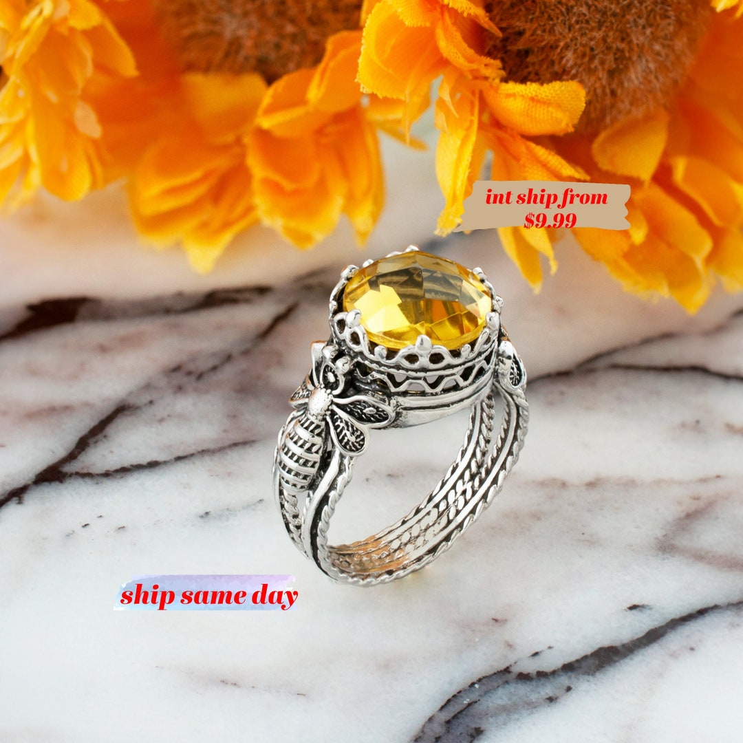 925 Sterling Silver Filigree Bee Detailed Women Cocktail Ring, Filigree ...