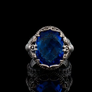 925 Sterling Silver Blue Quartz Gemstone Queen Bee Design Women Ring ...