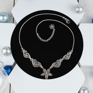 925 Sterling Silver Filigree Art Woman Princess Necklace, Lace Detailed ...