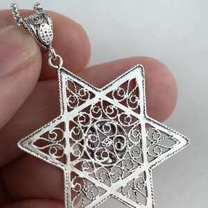 Amethyst Sterling Silver Star of David Pendant Necklace Handcrafted ...