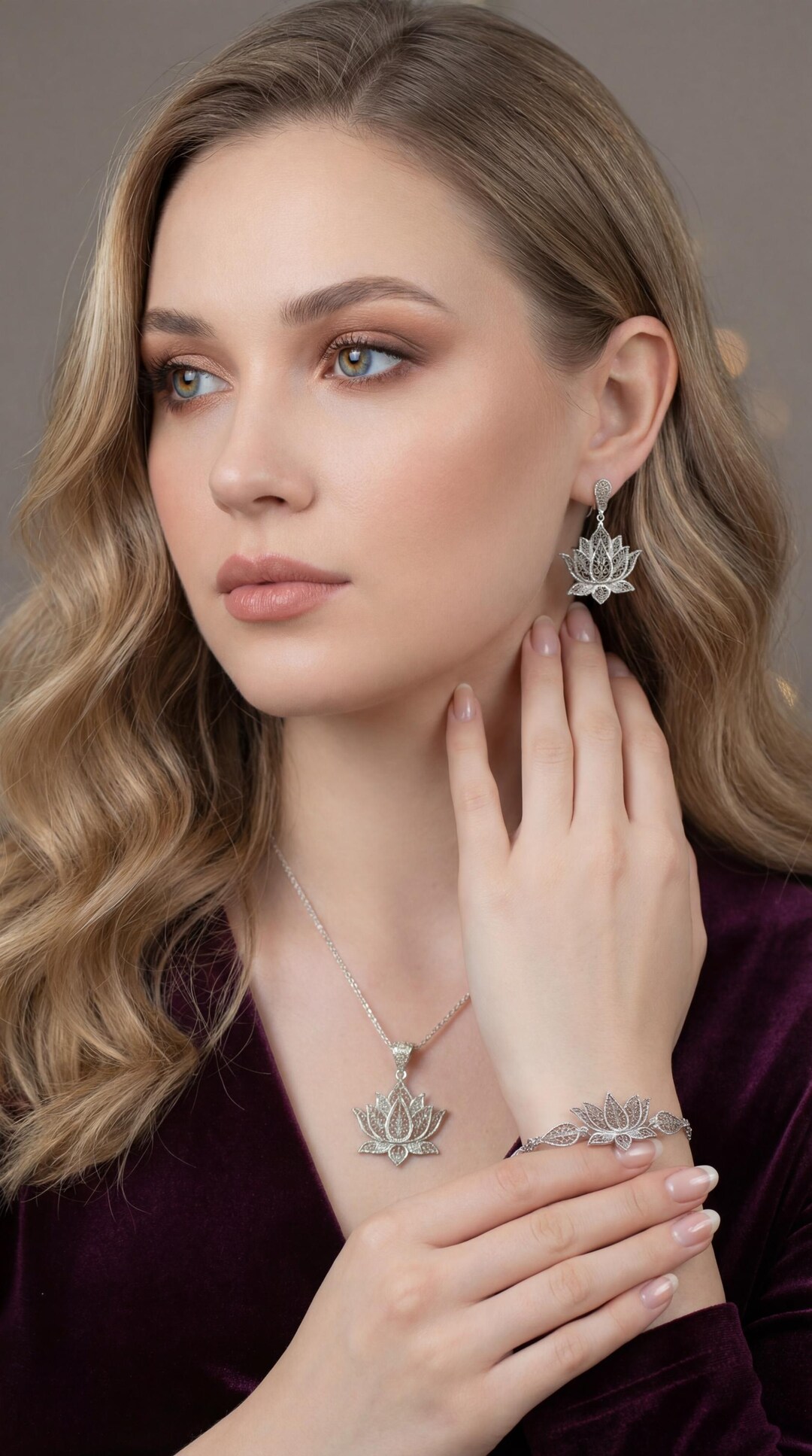 Handmade Sterling Silver Lotus Flower Filigree Art Woman Dangle Drop ...