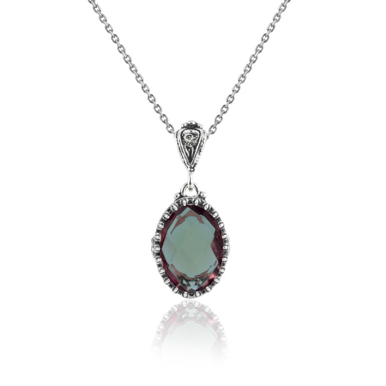 June Birthstone Alexandrite Gemstone 925 Sterling Silver Filigree Art ...