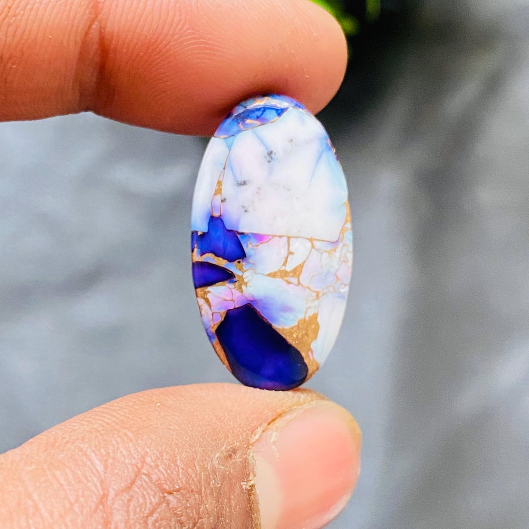 Violet Azure Rose Spiny Oyster Shell Cabochon: Oval Polished Gemstone ...
