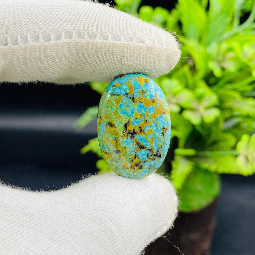 100% Natural Arizona Turquoise Cabochon: AAA Grade Gemstone (27x19x6 MM ...