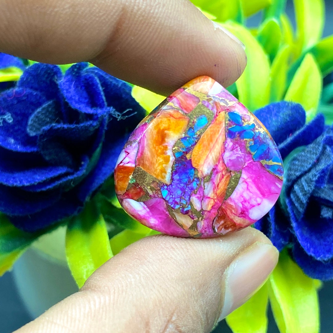 AAA Unique Spiny Oyster Copper Turquoise Cabochon Teardrop Shape ...