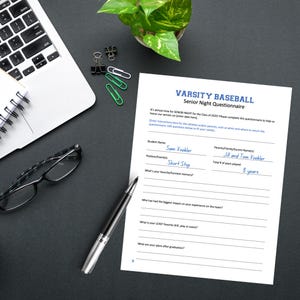 Senior Night Questionnaire | Senior Sports Night Bio Form | Canva ...