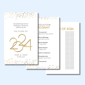 Graduation Program Template for the Class of 2024, Graduation Ceremony ...
