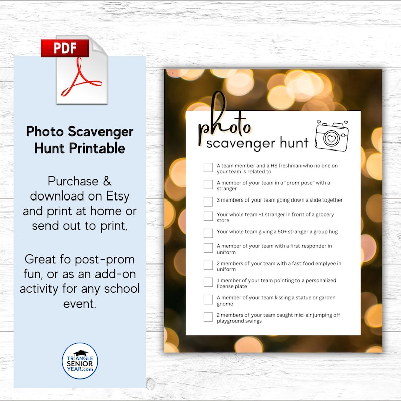 Photo Scavenger Hunt for Prom | Printable Scavenger Hunt Activity ...