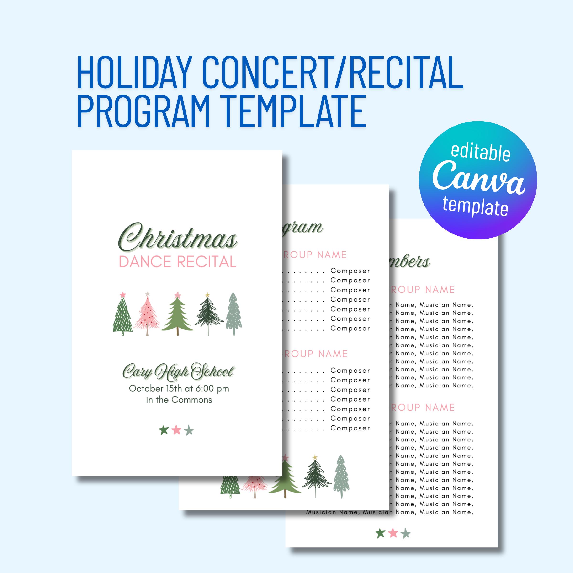 Festive Program Template for Christmas Concerts and Recitals ...