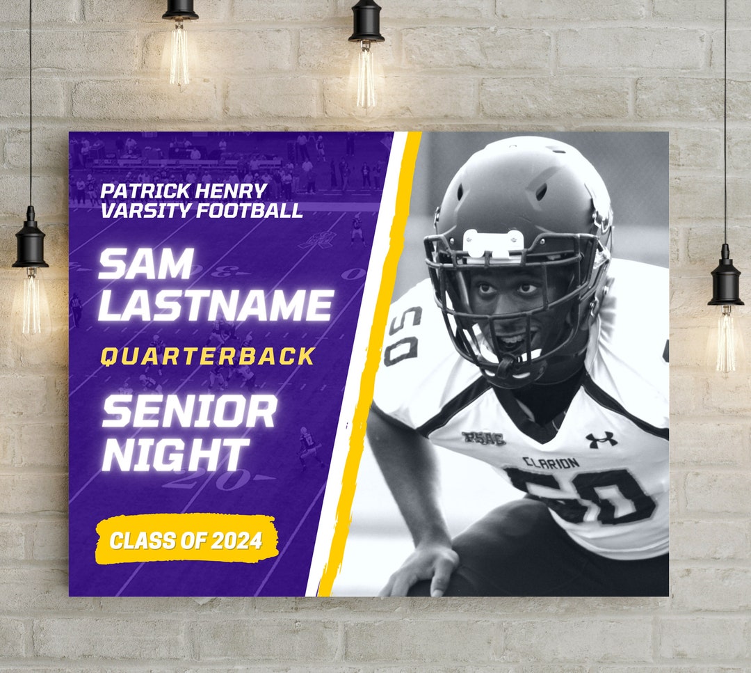Senior Night Football Poster Template Football Senior Night - Etsy