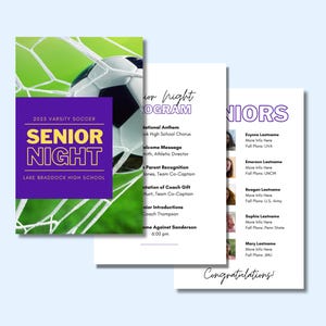 Program Template for Senior Night, Soccer Senior Night Program, Digital ...