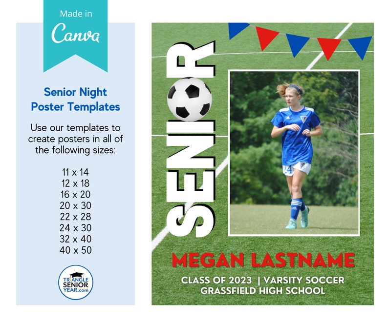 Senior Night Poster Template for Soccer High School Poster - Etsy