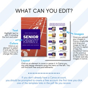 Track and Field Senior Night Program Template (digital Canva Template ...