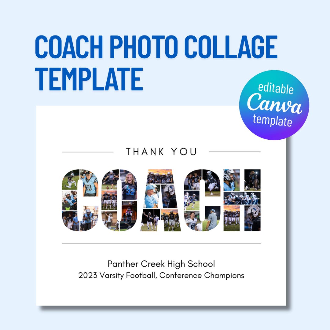 COACH Photo Collage Template, Coaching Thank You Gift, DIY Photo ...