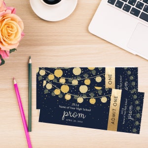 Starry Night Invitation and Ticket Templates for Prom, Party or School ...