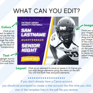 Senior Night Football Poster Template Football Senior Night - Etsy