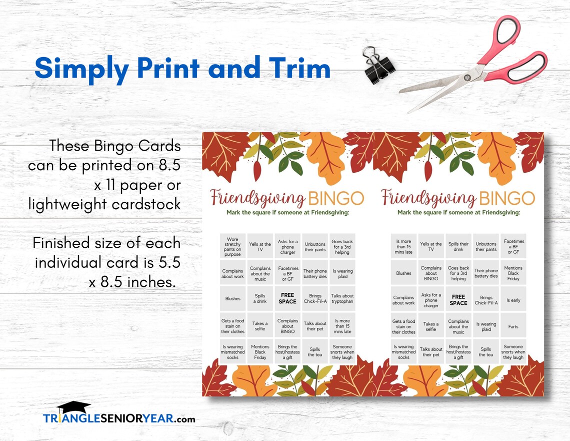Friendsgiving Bingo Cards, Printable Bingo Cards, Friendsgiving Party ...