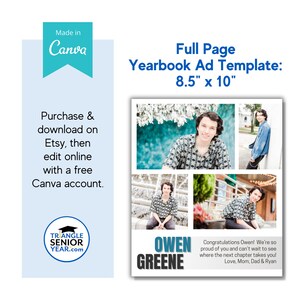 Senior Yearbook Ad Template Bundle, Senior Year Tribute Ad, Editable ...