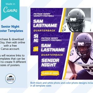Senior Night Football Poster Template Football Senior Night - Etsy