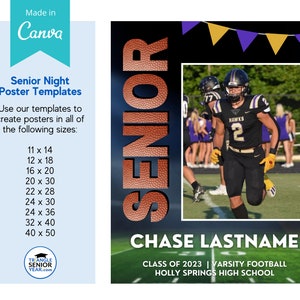 Senior Night Poster Template for Football High School Poster - Etsy
