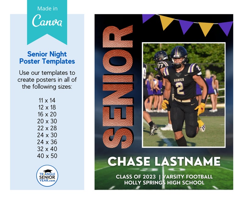 Senior Night Poster Template for Football High School Poster - Etsy
