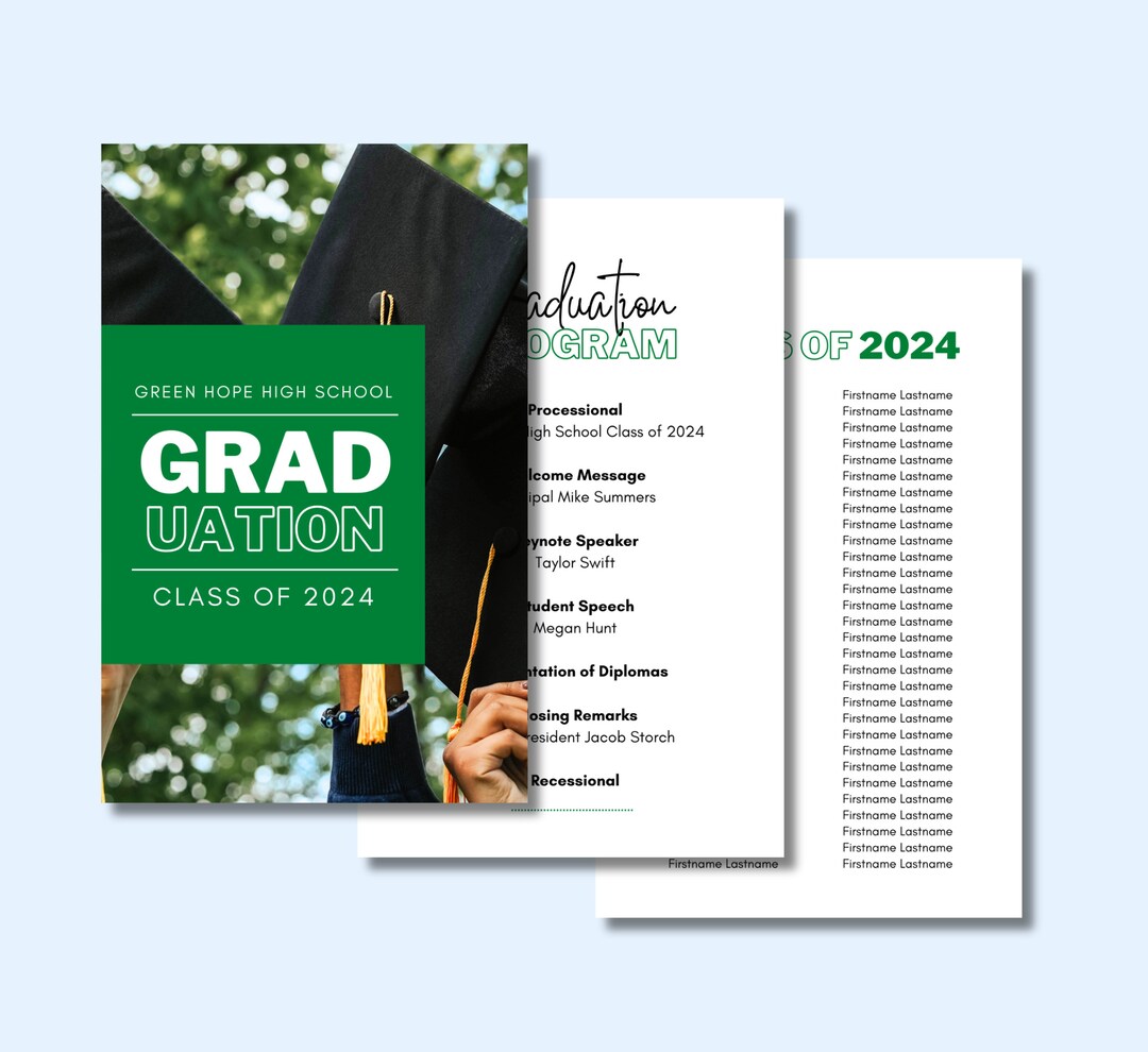 Graduation Program Template, Class of 2024 Graduation Ceremony Program ...